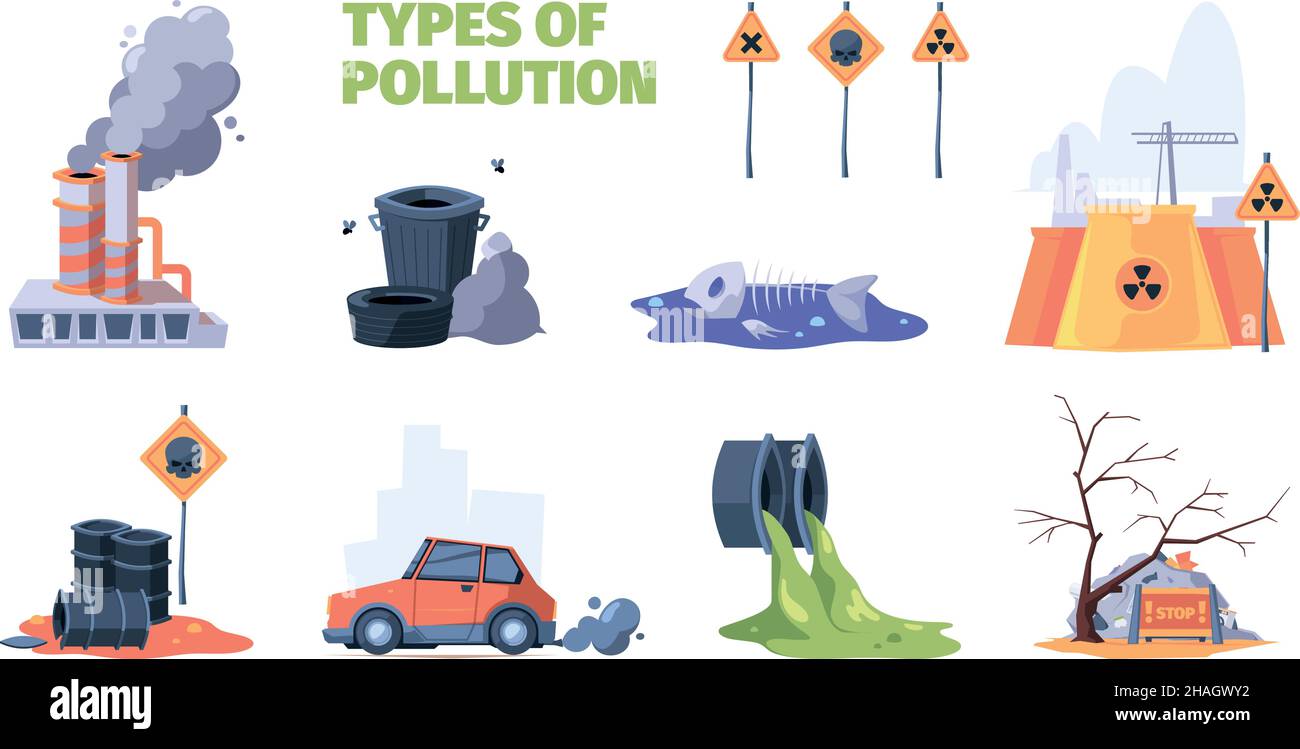 Urban pollution. Toxic city industrial garbage liquid puddle waste ...