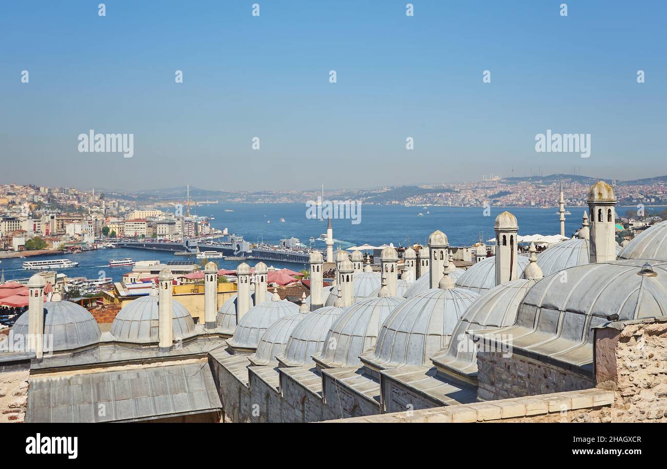 Panoramic view of Istanbul, Turkey. Istanbul through the domes and ...