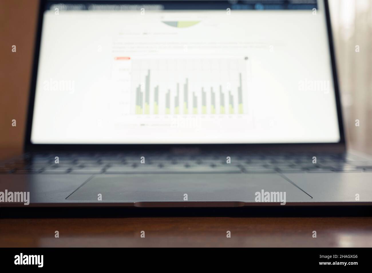 Stock charts and reports on the monitor screen. Business and finance ...