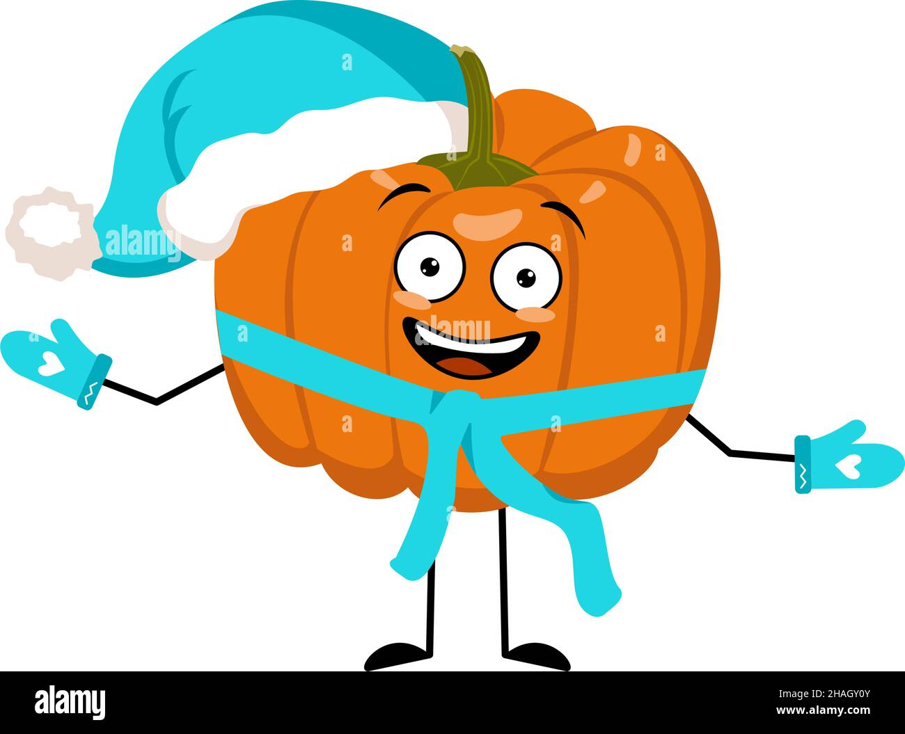 Pumpkin Santa character with happy emotion, joyful face, smile eyes ...