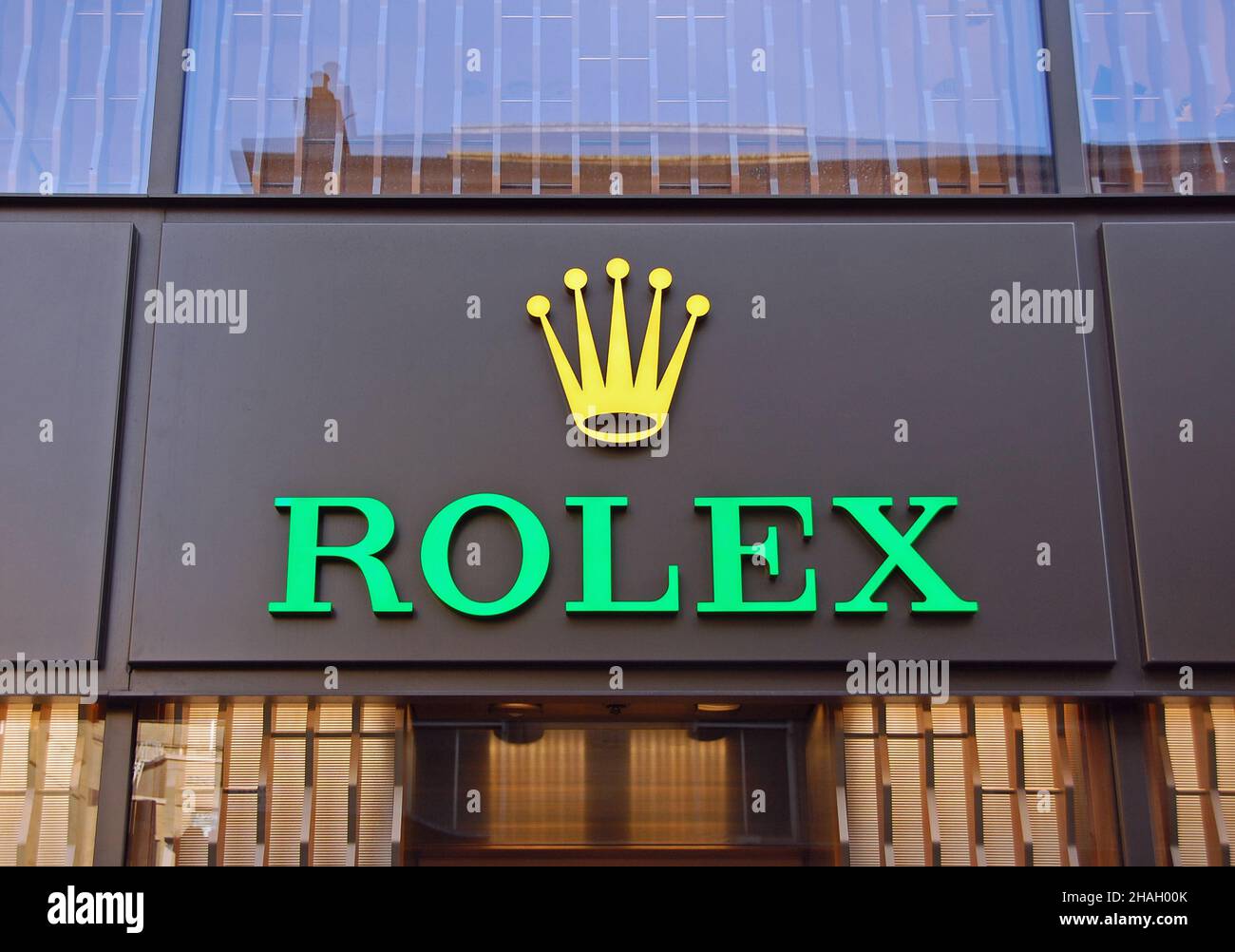 Rolex Watches logo. Bath Street, Glasgow, Scotland, United Kingdom ...