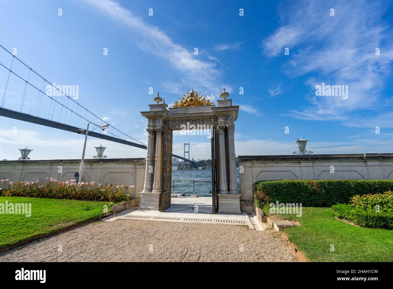 Entrance gate of Beylerbeyi Palace, which opens to the Bosphorus ...