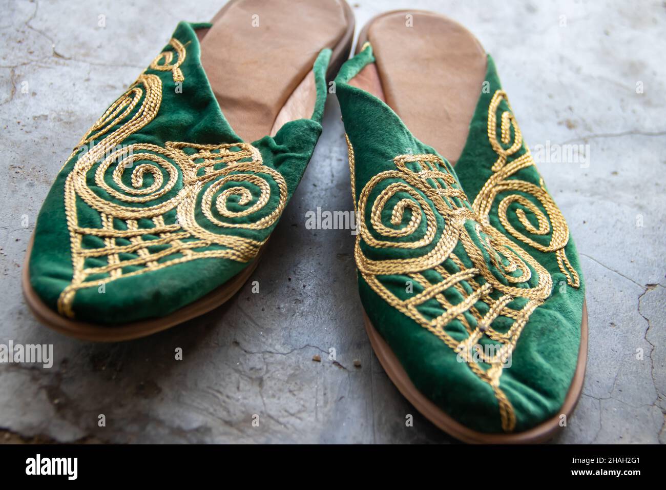 Handmade Arabic style looking colorful shoes with beautiful decorative ...