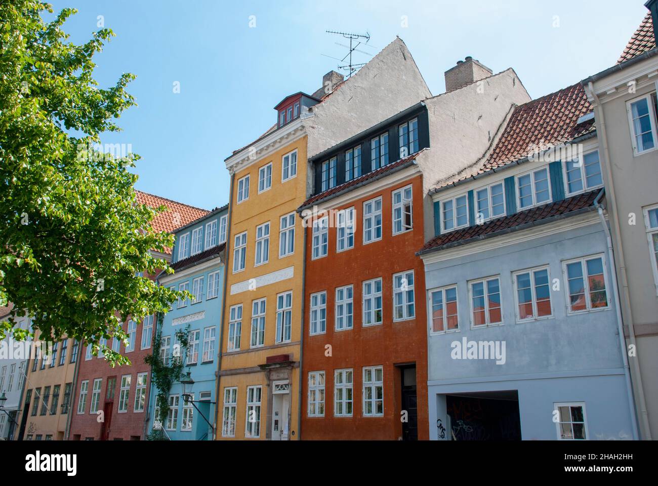 Multi colored houses in a row in Cpenhagen, Denmark Stock Photo - Alamy