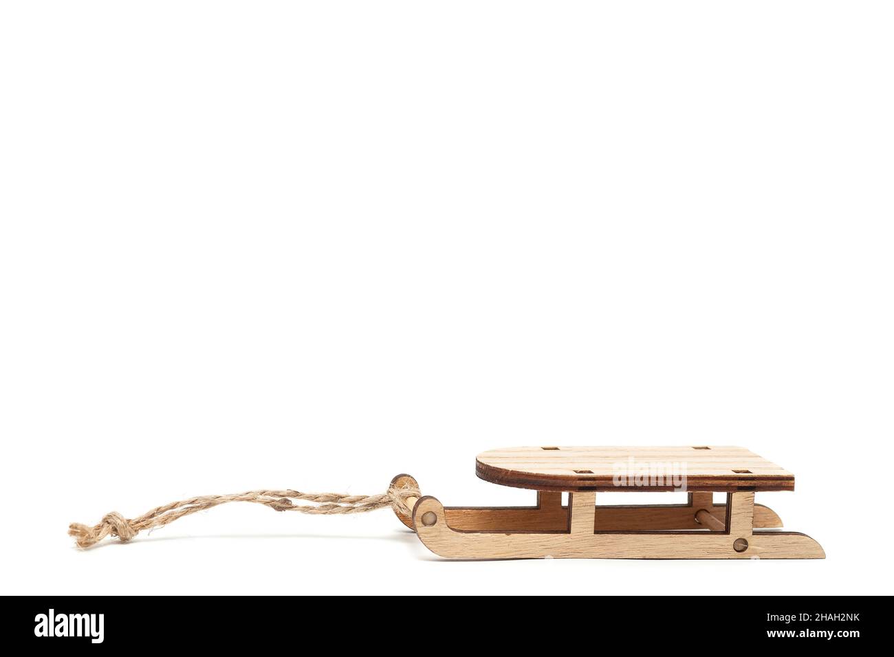 Brown wooden sled,isolated on white background. Winter,Christmas, New ...