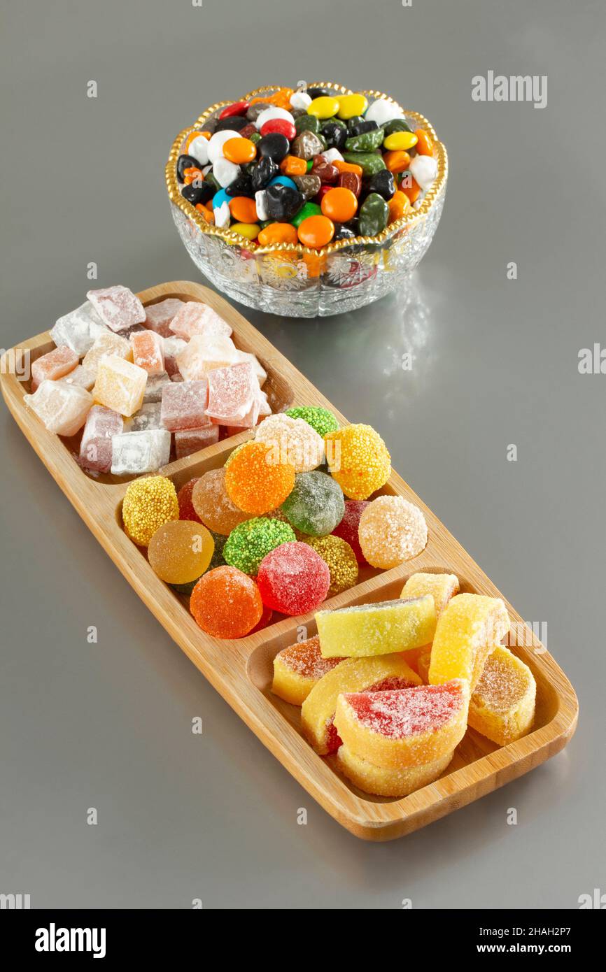 Various Turkish Delight. Chocolate candies Stock Photo - Alamy