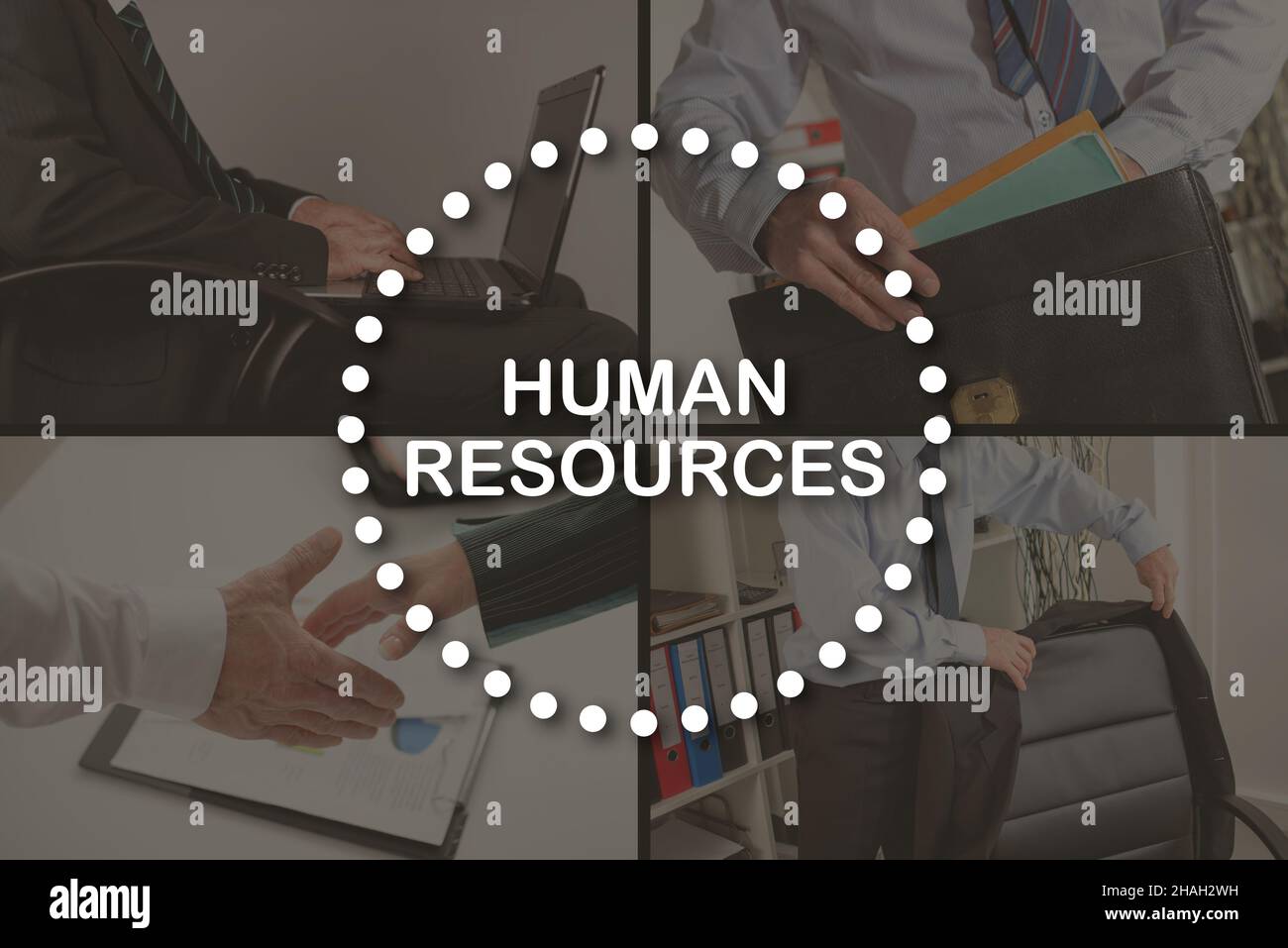 Human resources concept illustrated by pictures on background Stock ...