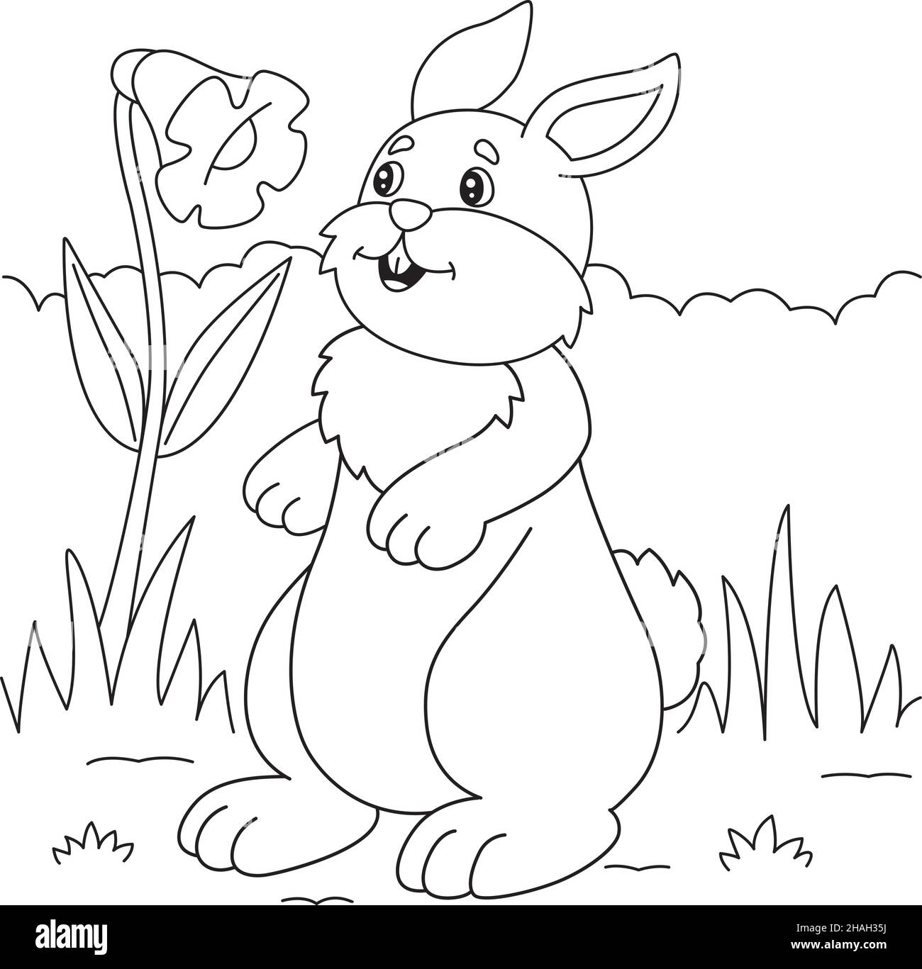 Rabbit Coloring Page for Kids Stock Vector Image & Art - Alamy