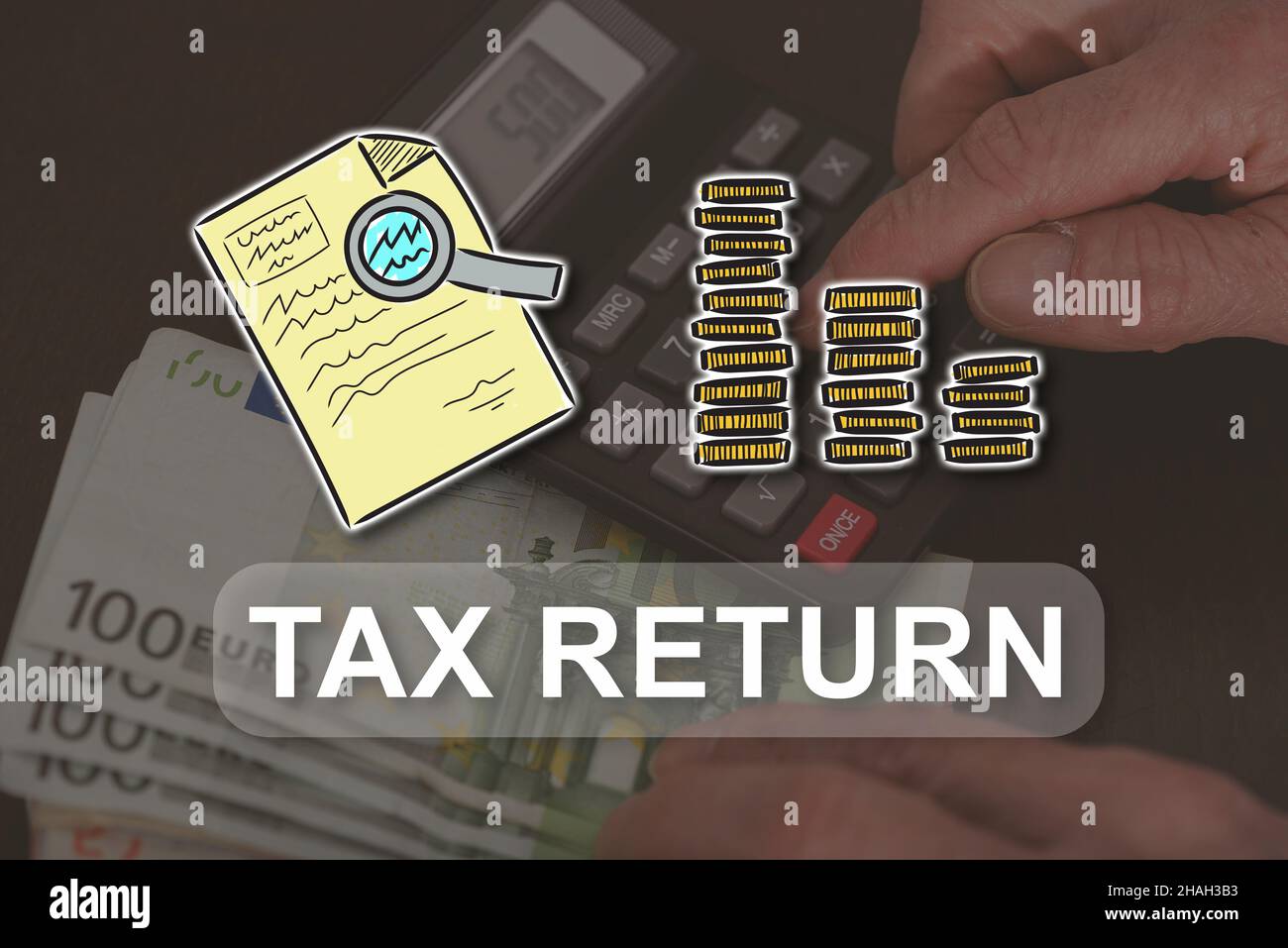 Tax return concept illustrated by a picture on background Stock Photo ...