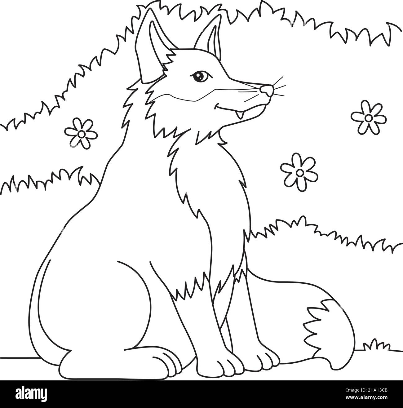 Fox Coloring Page for Kids Stock Vector Image & Art - Alamy