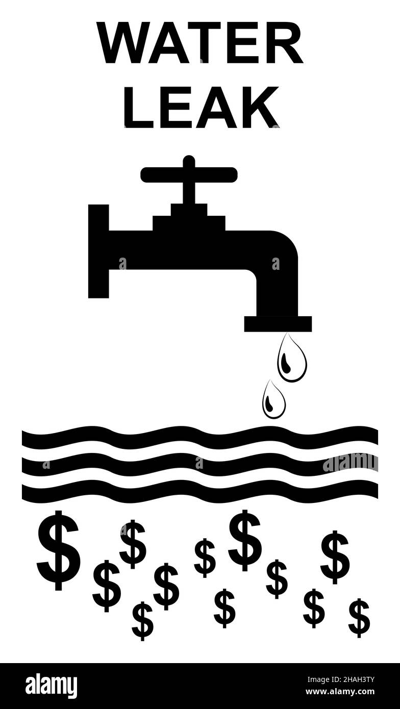 Water leak concept drawn on a white background Stock Photo - Alamy