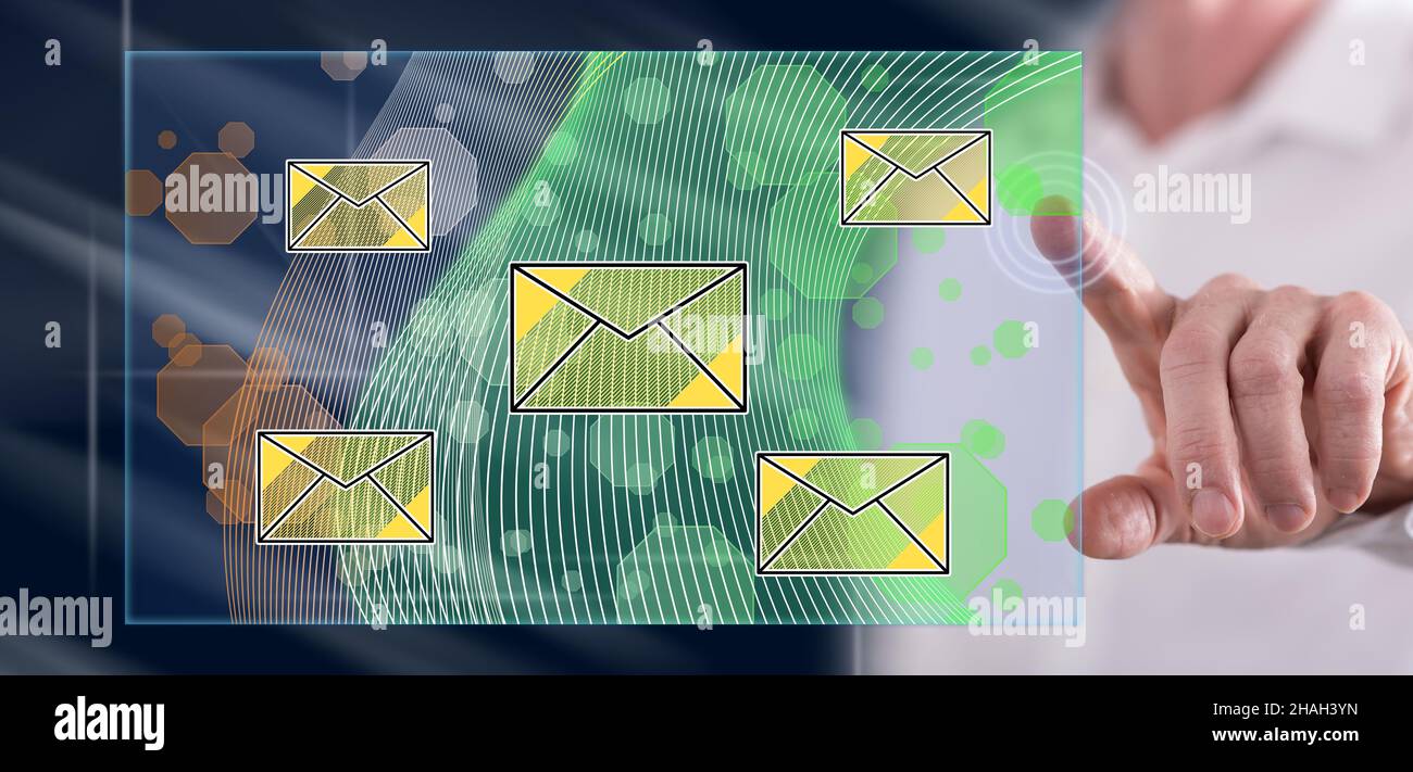 Man touching an email concept on a touch screen with his finger Stock ...