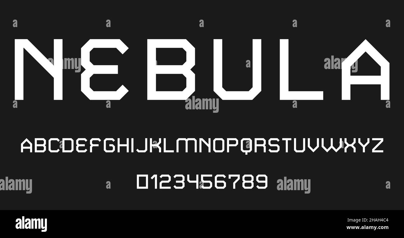Set Of Alphabets Font Letters And Numbers Modern Abstract Design Vector