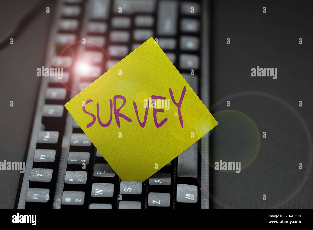 Hand writing sign Survey. Business concept look closely at or examine ...