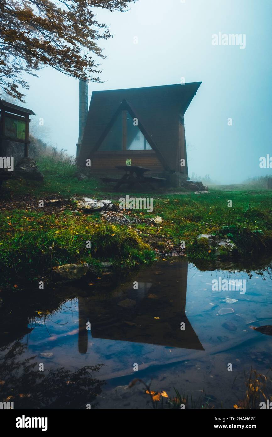 Wooden hut trees in forest architecture hi-res stock photography and ...