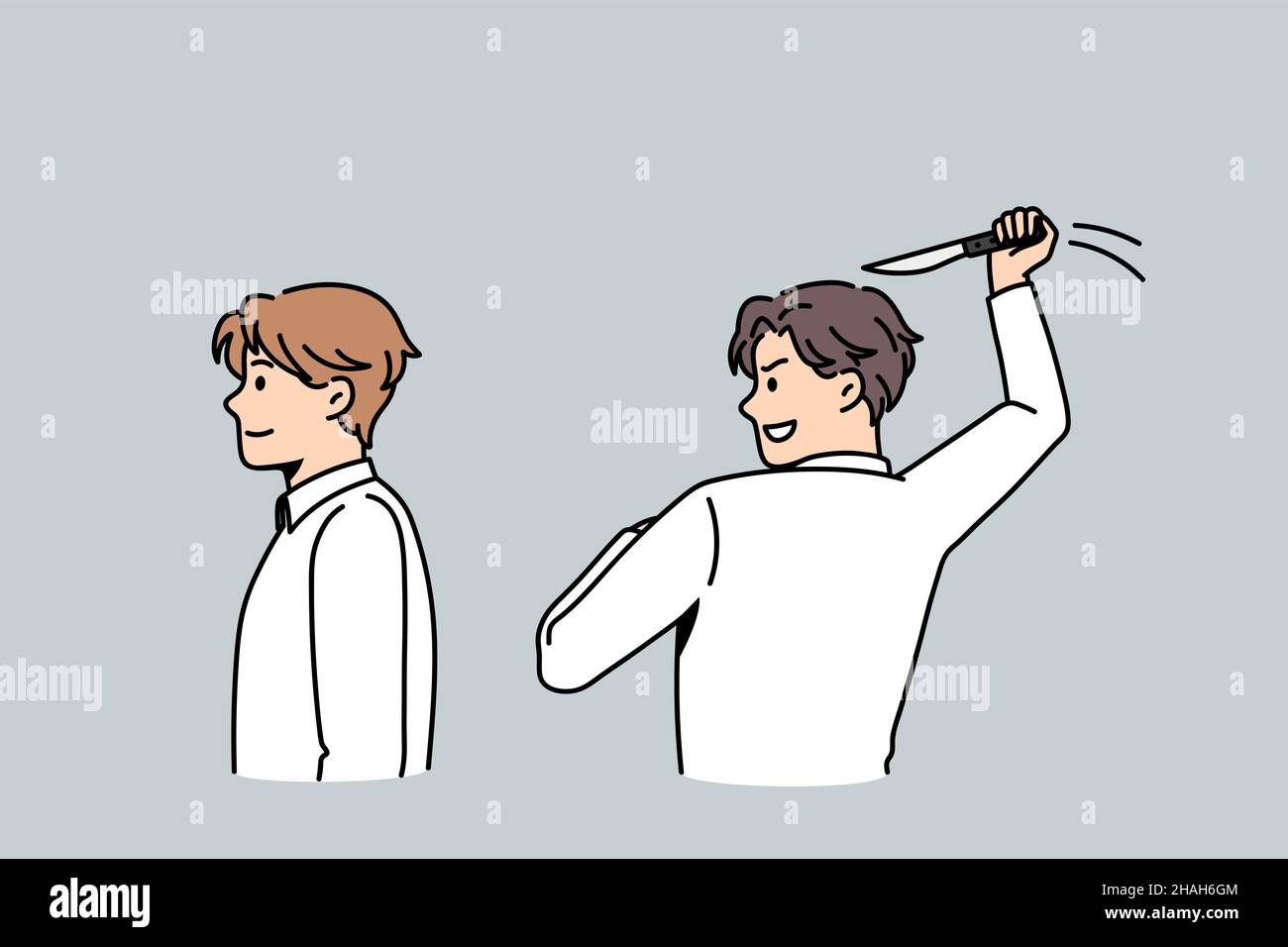 Cartoon businessman holding knife behind Stock Vector Images - Alamy