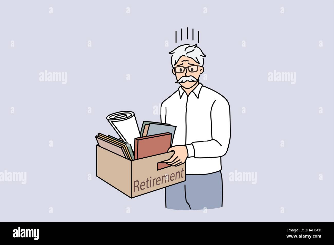 Getting retired at work concept. Sad mature man standing with ...