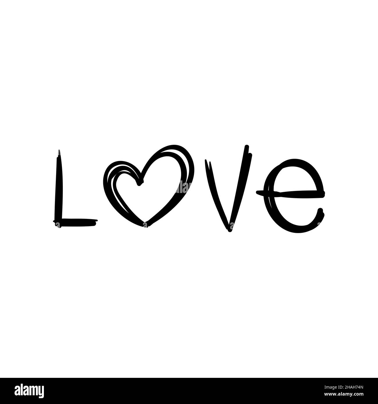 Lettering with the word: Love. Heart shape. Doodle style. Vector ...