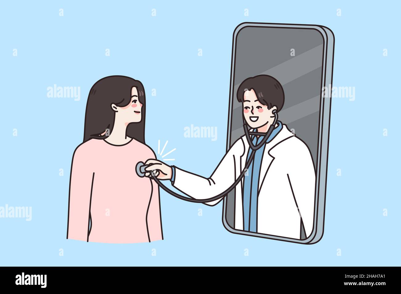 Happy female patient gp Stock Vector Images - Alamy