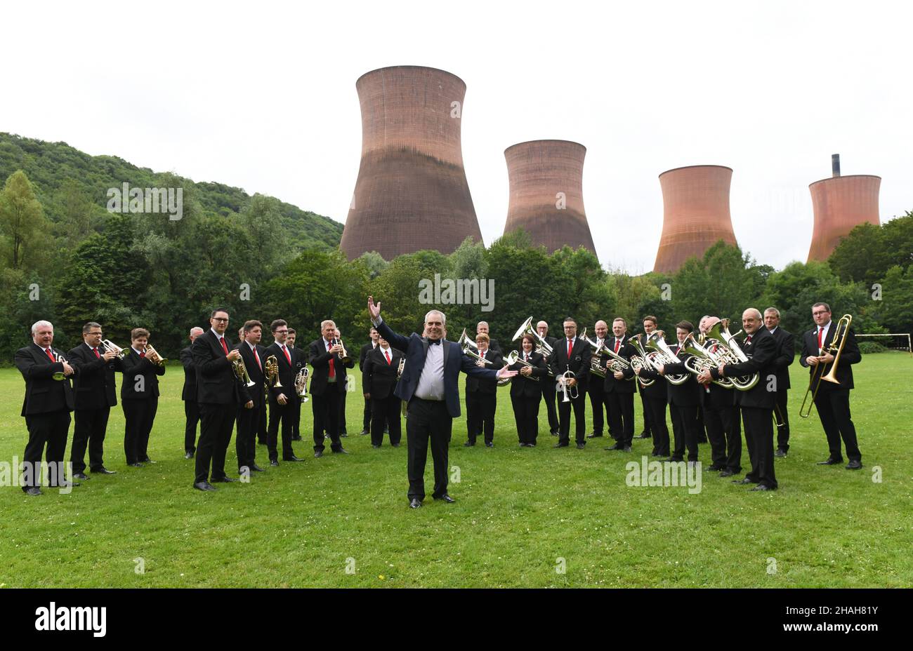 Jackfield Brass Band and the Ironbridge Power Station cooling towers ...