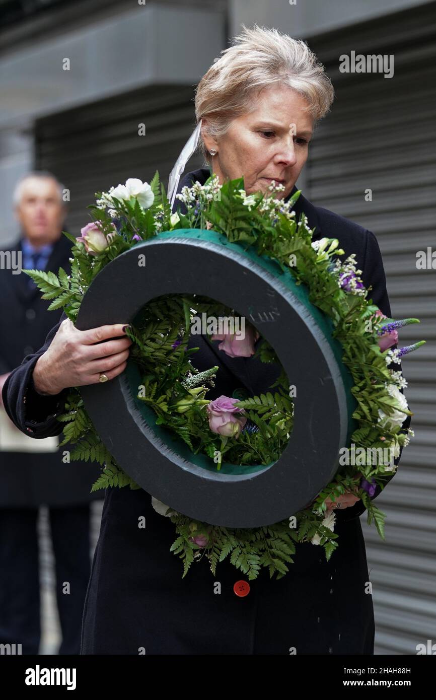 Victoria Morrison, Jim Morrison's widow, lays a wreath during a ...
