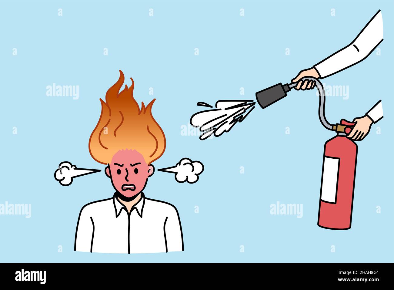 Emotional stress and over work concept. Stressed furious angry man ...