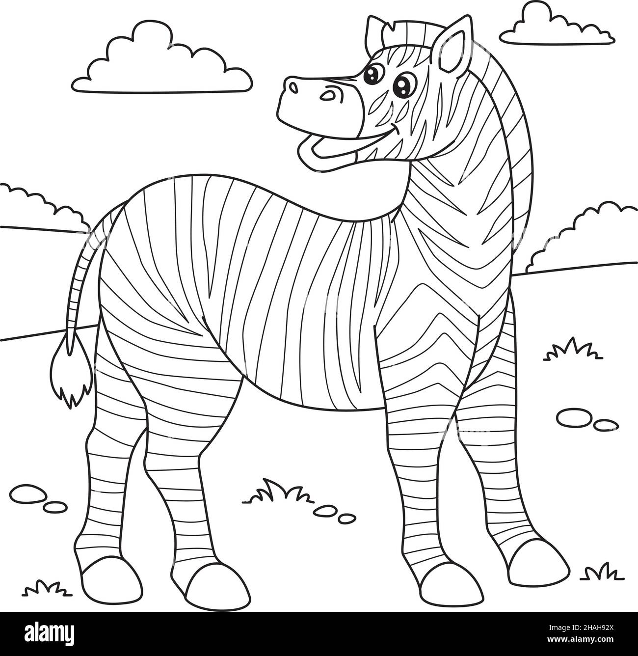 Zebra Coloring Page for Kids Stock Vector Image & Art - Alamy