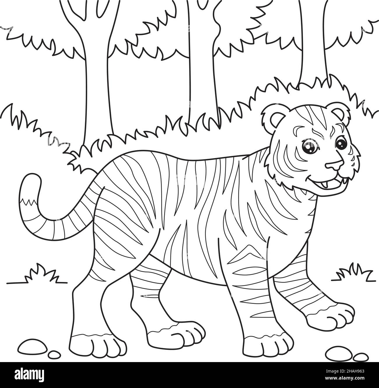 Tiger Coloring Page for Kids Stock Vector Image & Art - Alamy
