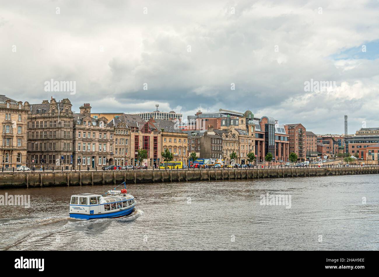 Sightseeing boat at River Tyne in Newcastle upon Tyne, England, UK ...