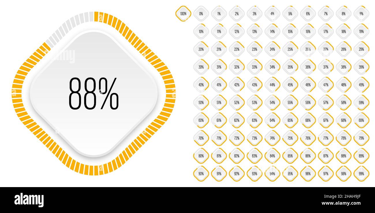 Set of rectangle percentage diagrams meters from 0 to 100 ready-to-use ...