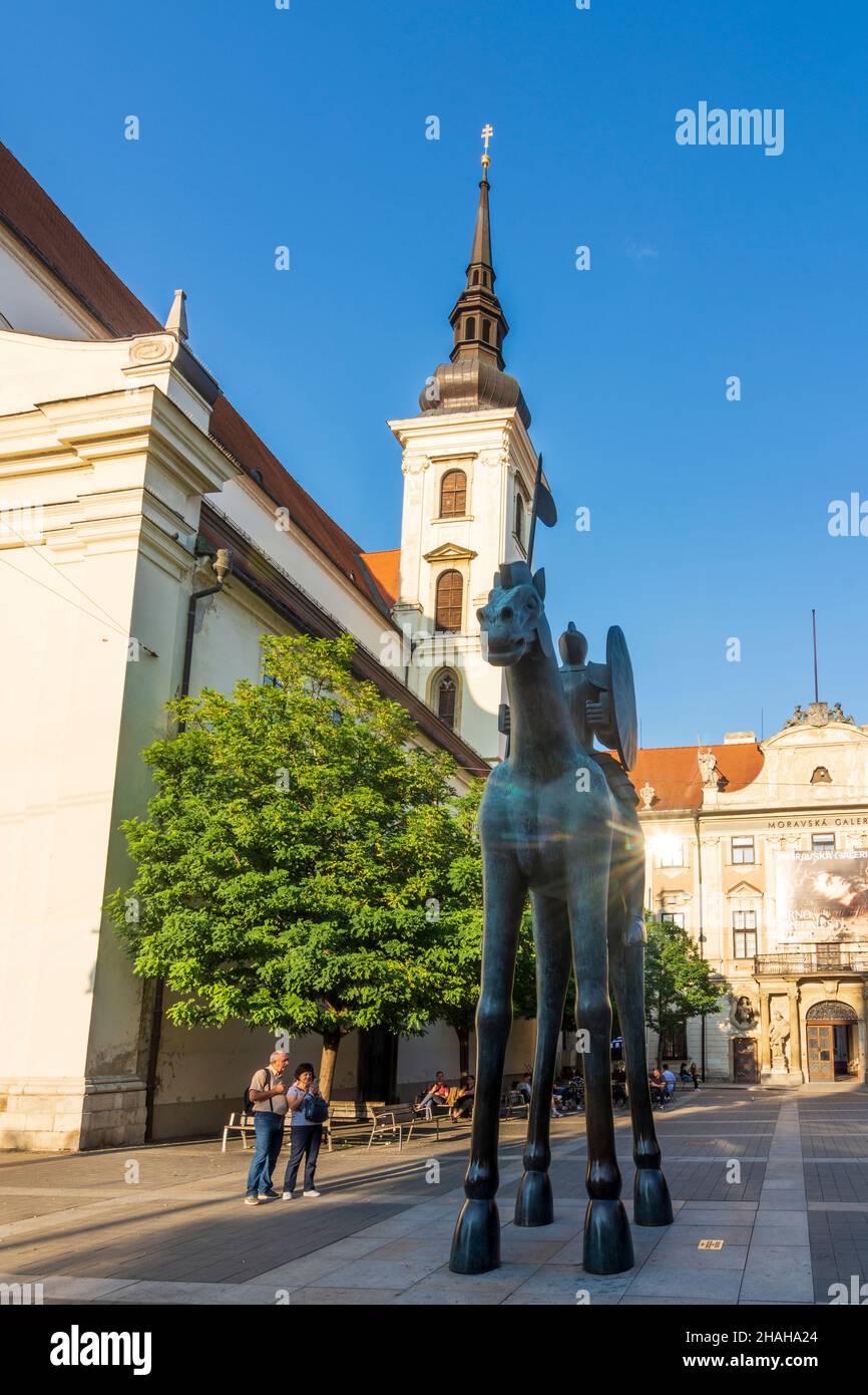 Brno (Brünn): equestrian statue "Courage", Moravian Square (Moravske ...