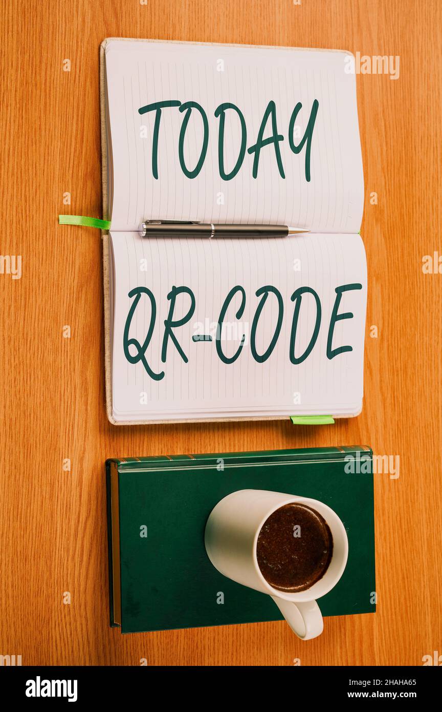Text caption presenting Qr Code, Business overview the trademark for a ...