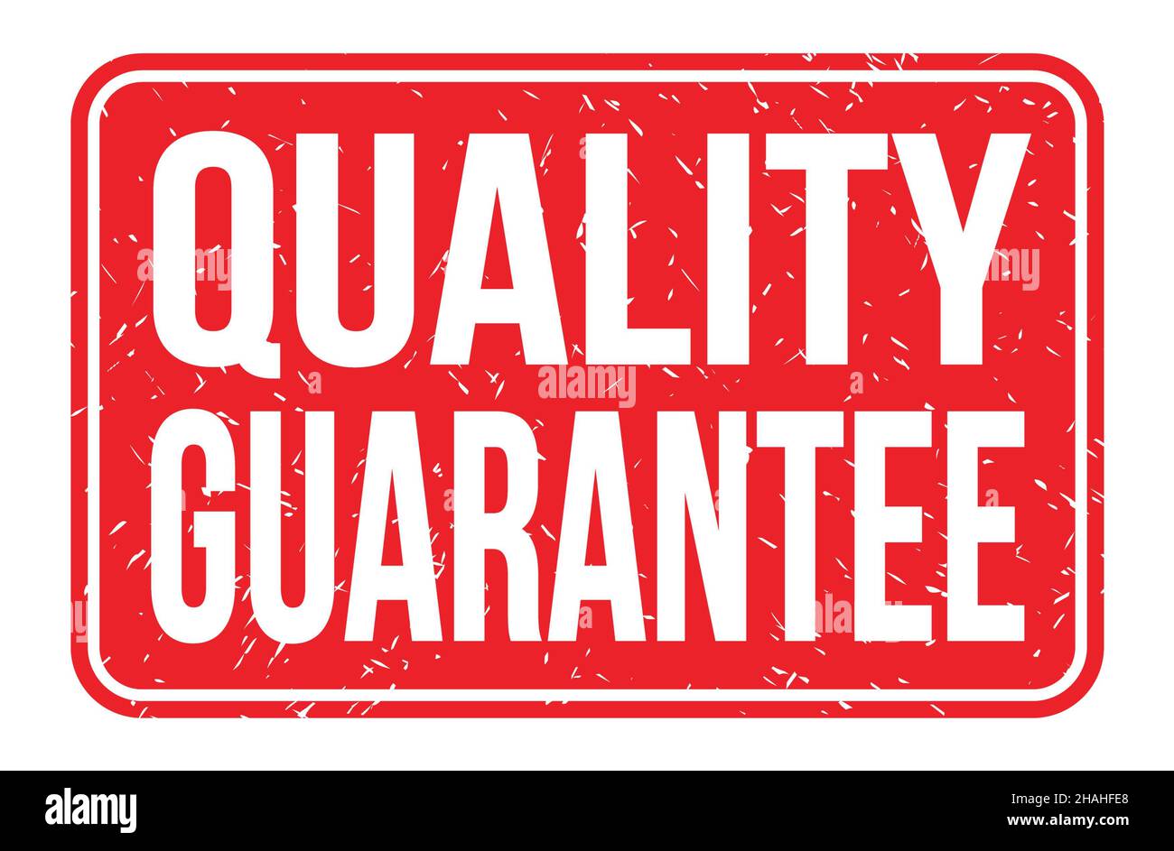 QUALITY GUARANTEE, words written on red rectangle stamp sign Stock ...