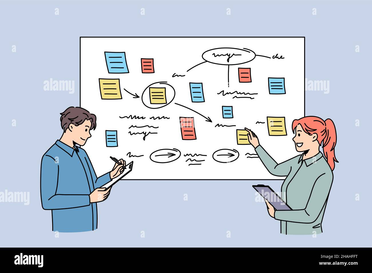 Discussion and business partners concept. Young smiling colleagues ...