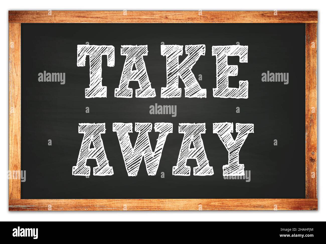 TAKE AWAY written on black wooden frame school blackboard Stock Photo ...