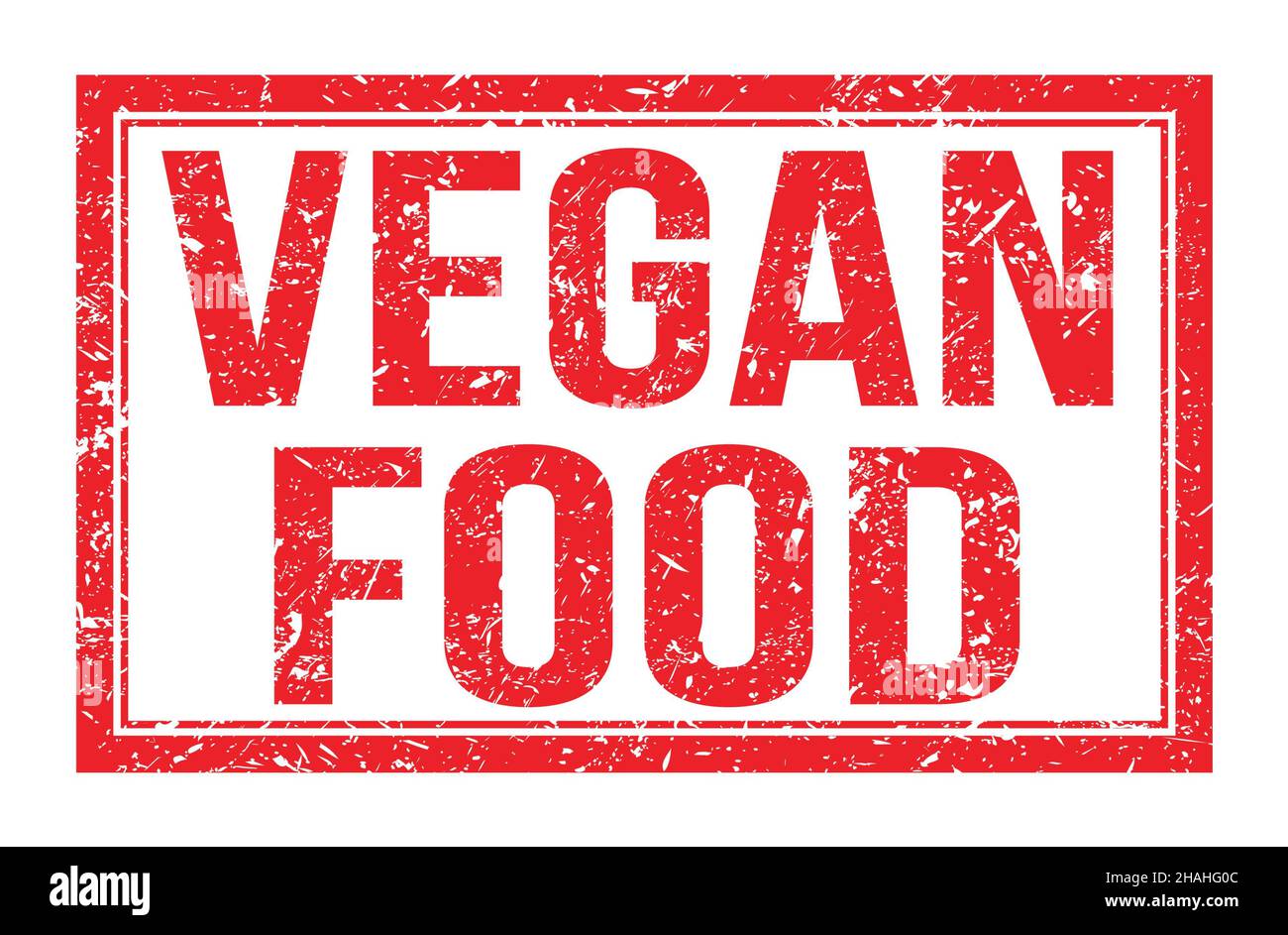VEGAN FOOD, words written on red rectangle stamp sign Stock Photo - Alamy
