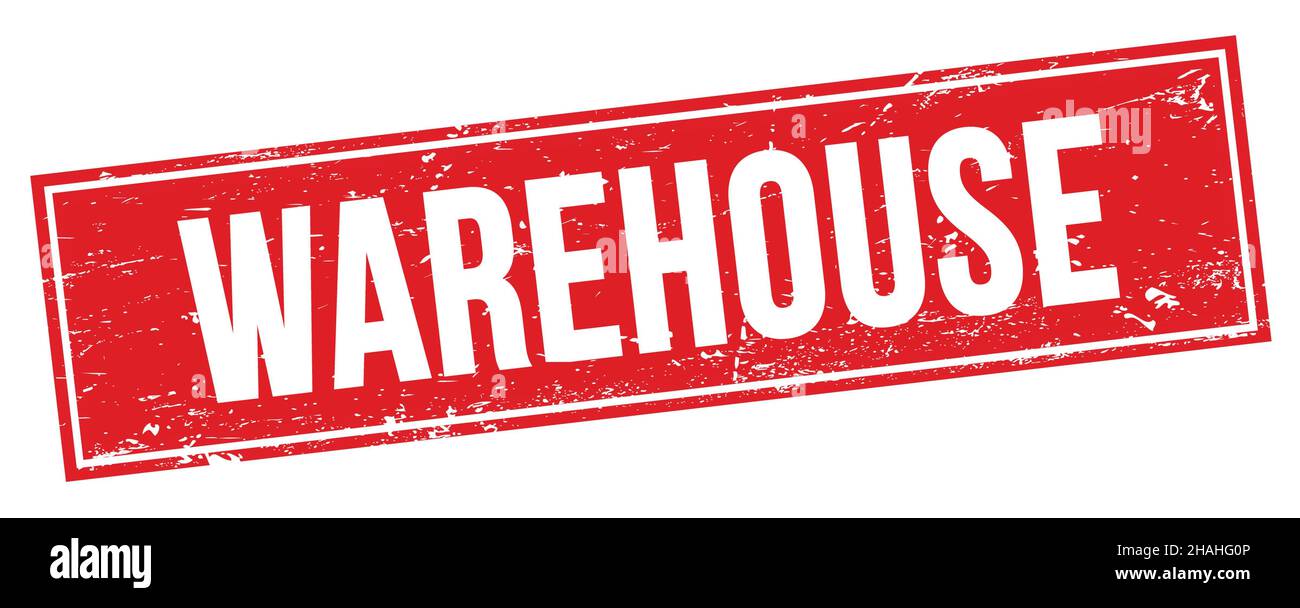 WAREHOUSE text on red grungy rectangle stamp sign Stock Photo - Alamy