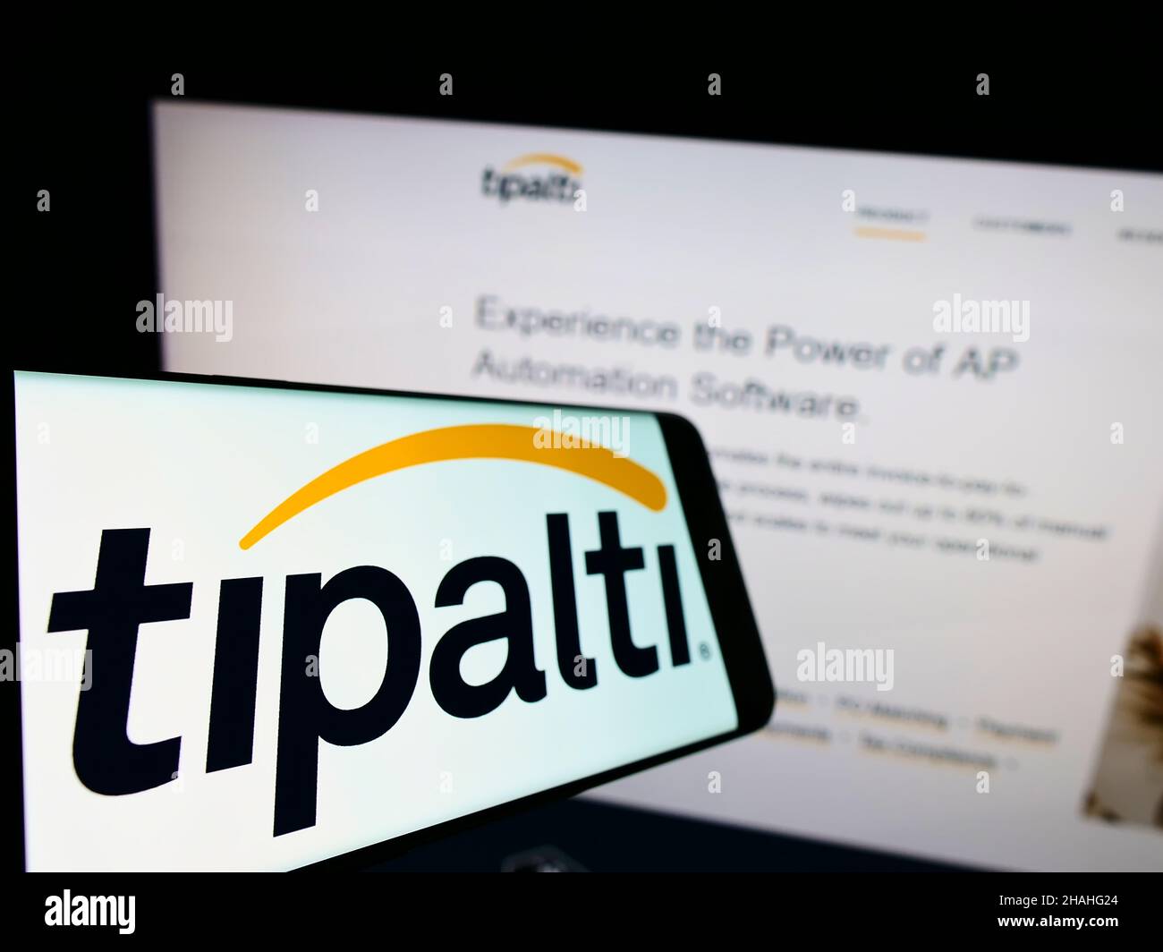 Smartphone with logo of US accounting software company Tipalti Inc. on ...