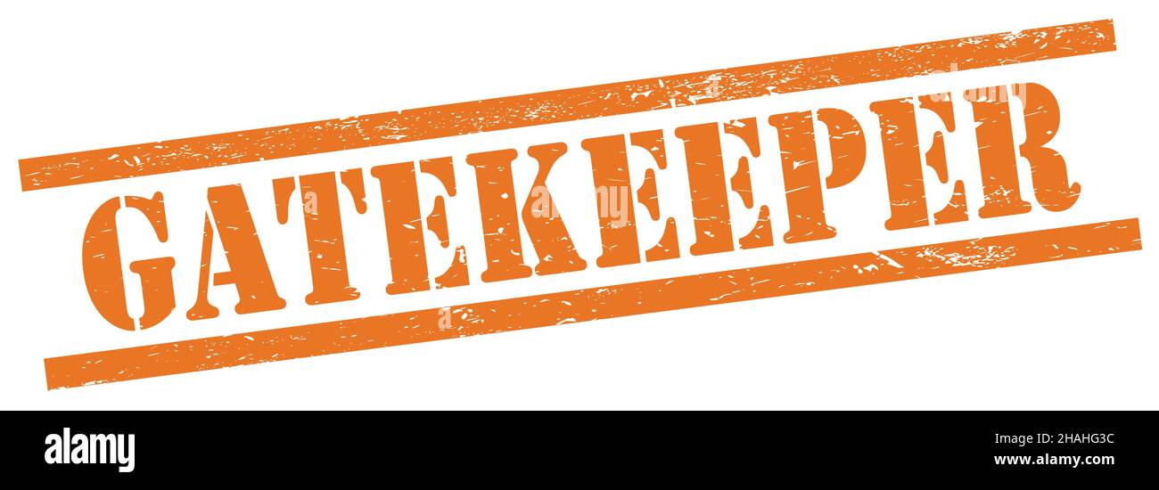 GATEKEEPER text on orange grungy rectangle vintage stamp Stock Photo ...