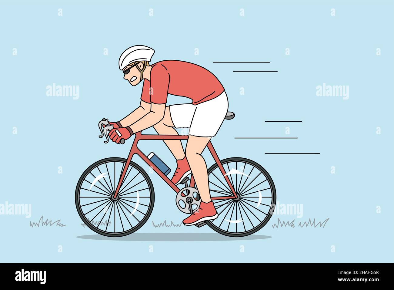 Racing cyclist and speed concept. Young man racing cyclist wearing ...