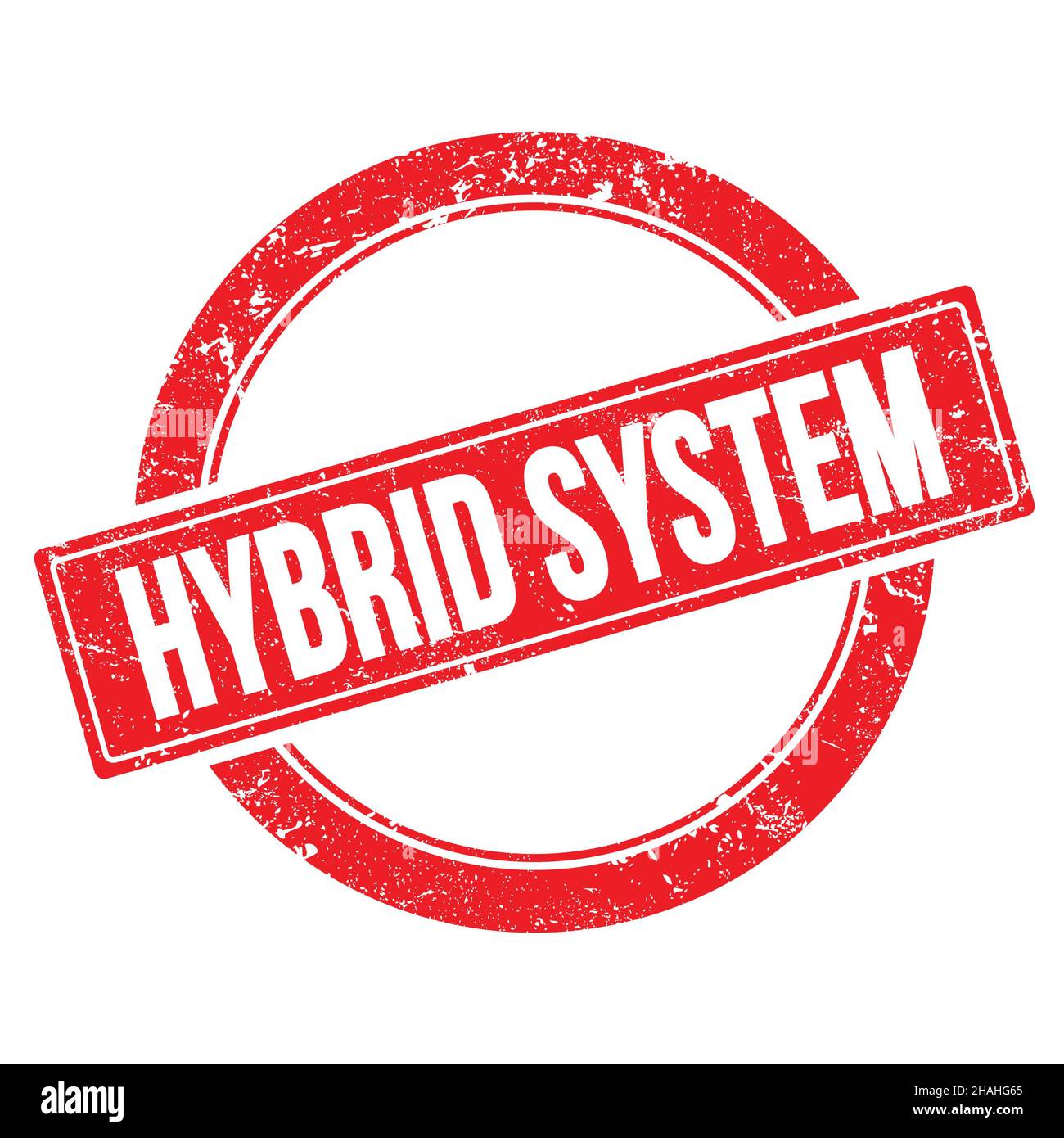 HYBRID SYSTEM text on red grungy round vintage stamp Stock Photo - Alamy