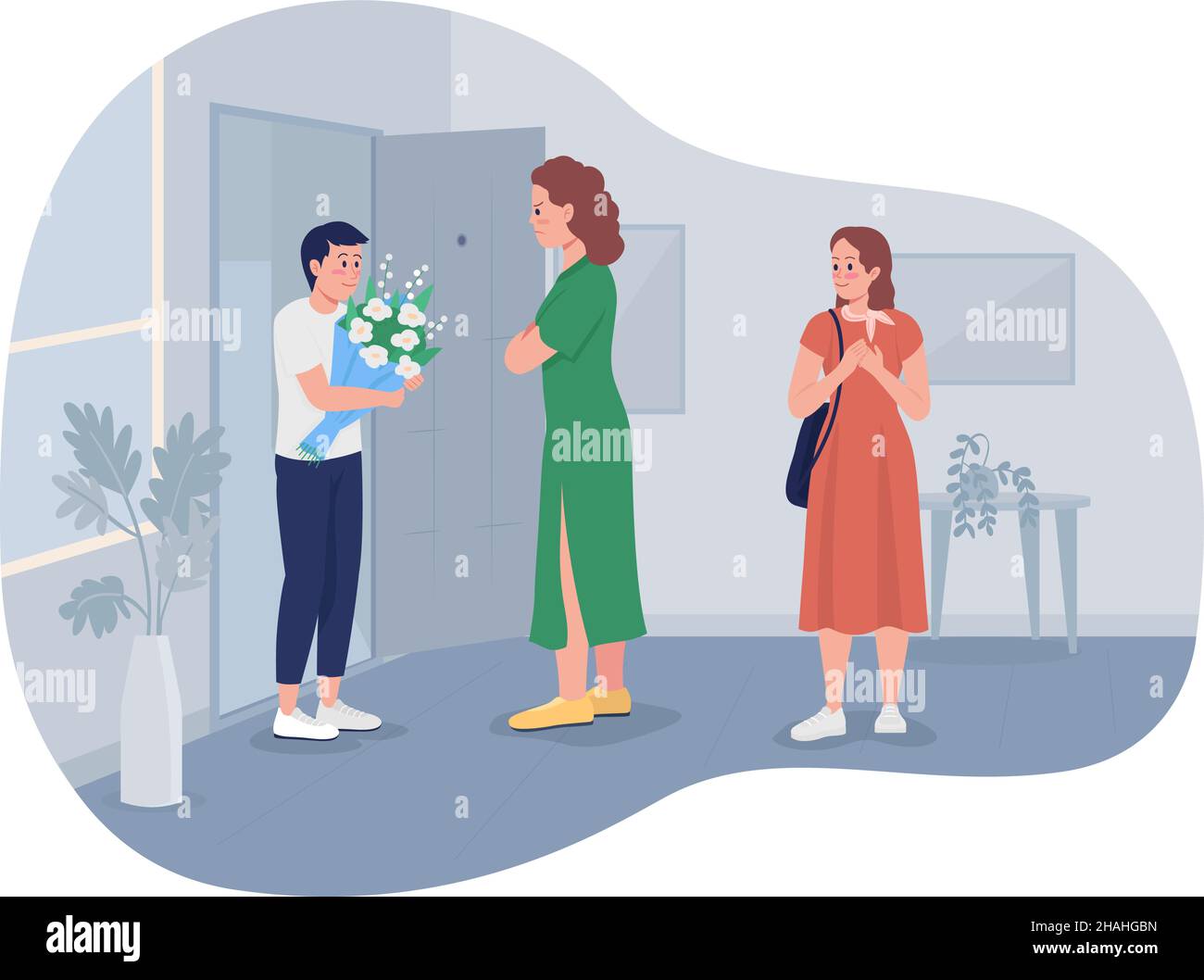 Teen romance and relationships 2D vector isolated illustration Stock ...