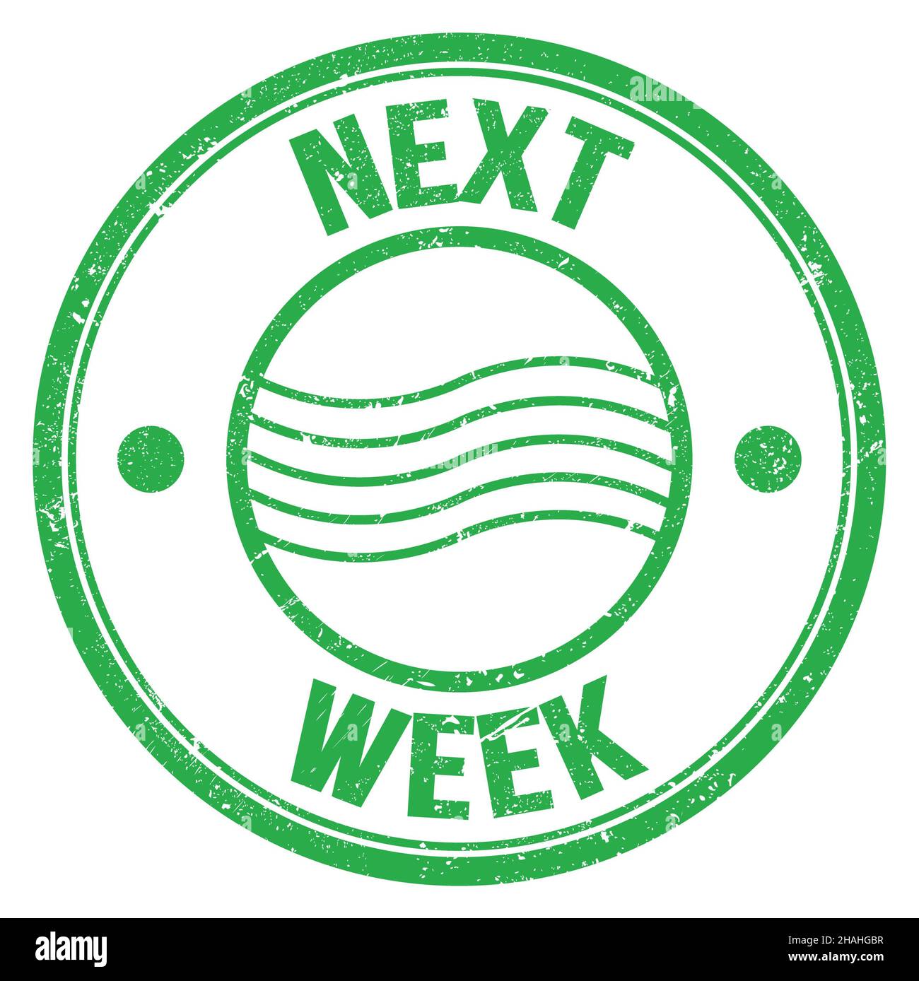 NEXT WEEK text written on green round postal stamp sign Stock Photo - Alamy