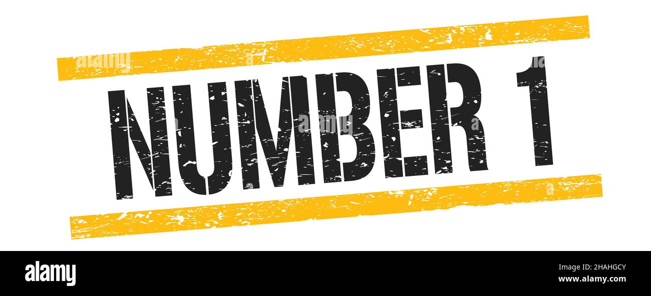 NUMBER 1 text on black yellow grungy lines stamp sign Stock Photo - Alamy