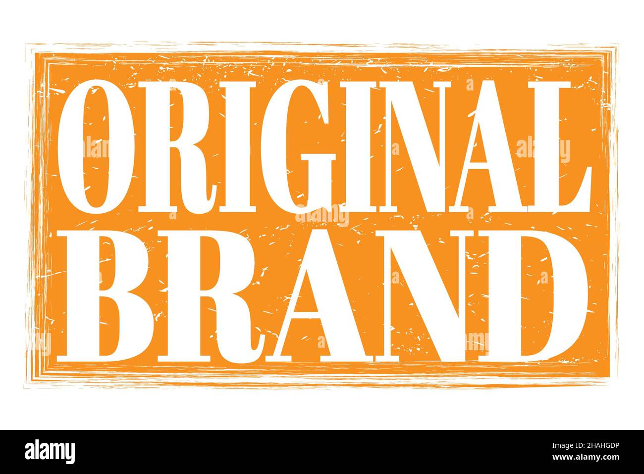 ORIGINAL BRAND, words written on orange grungy stamp sign Stock Photo ...