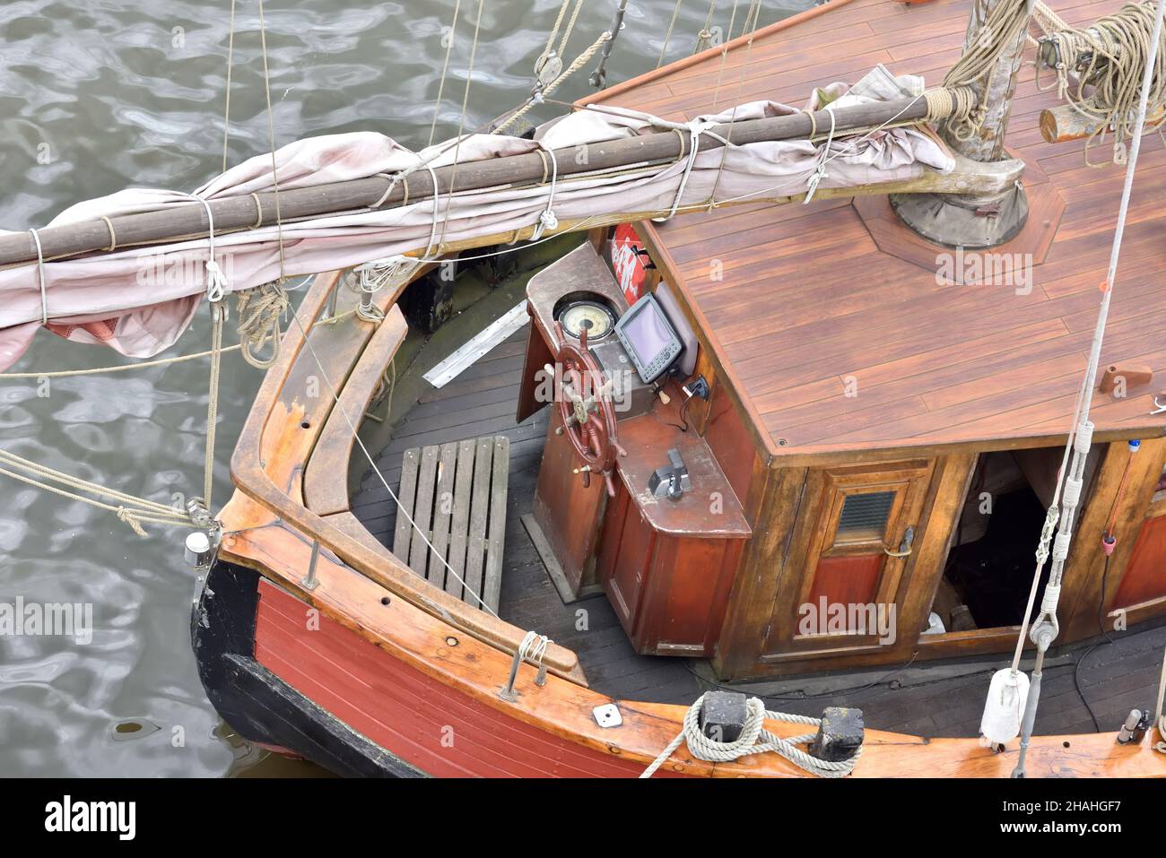 the wheelhouse on the deck of a sailing ship Stock Photo - Alamy