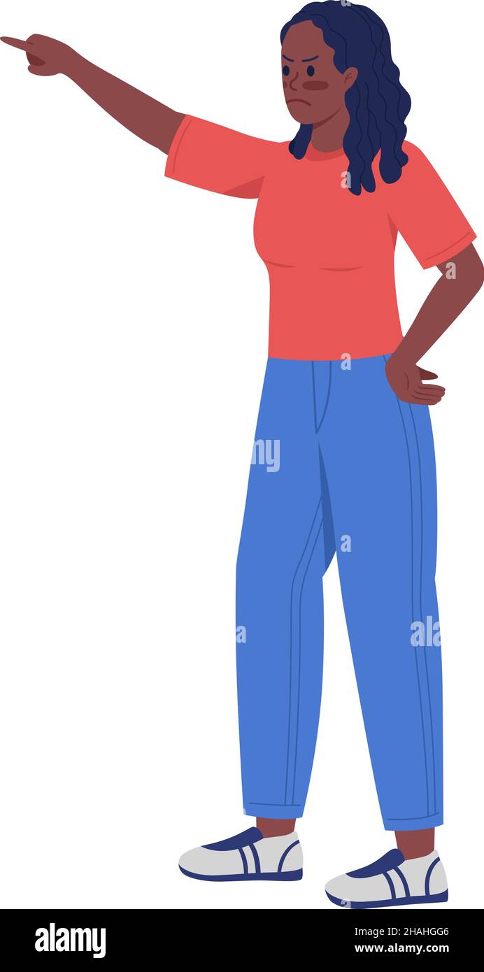 Angry Mother Scolding Semi Flat Color Vector Character Stock Vector
