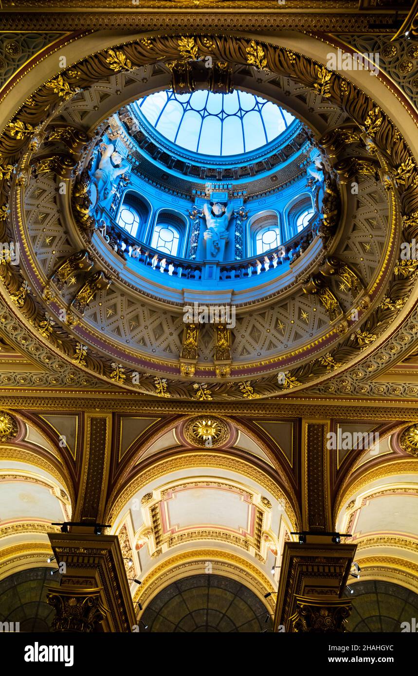 The glass dome above the spectacular ornate and decorated ceiling at ...