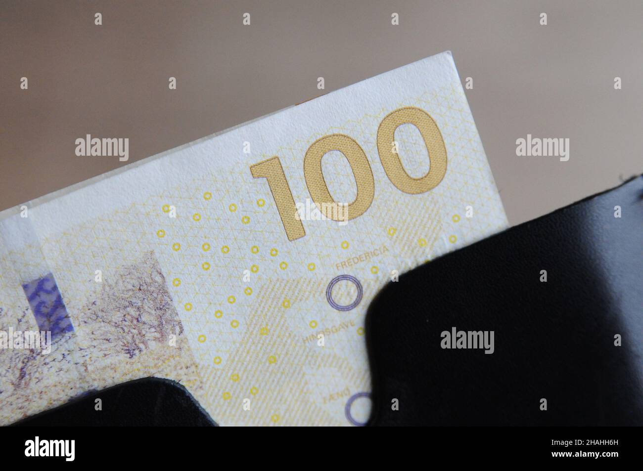 Copenhagen/Denmark./13 December 2021/ Danish kroner in paper note bill ...