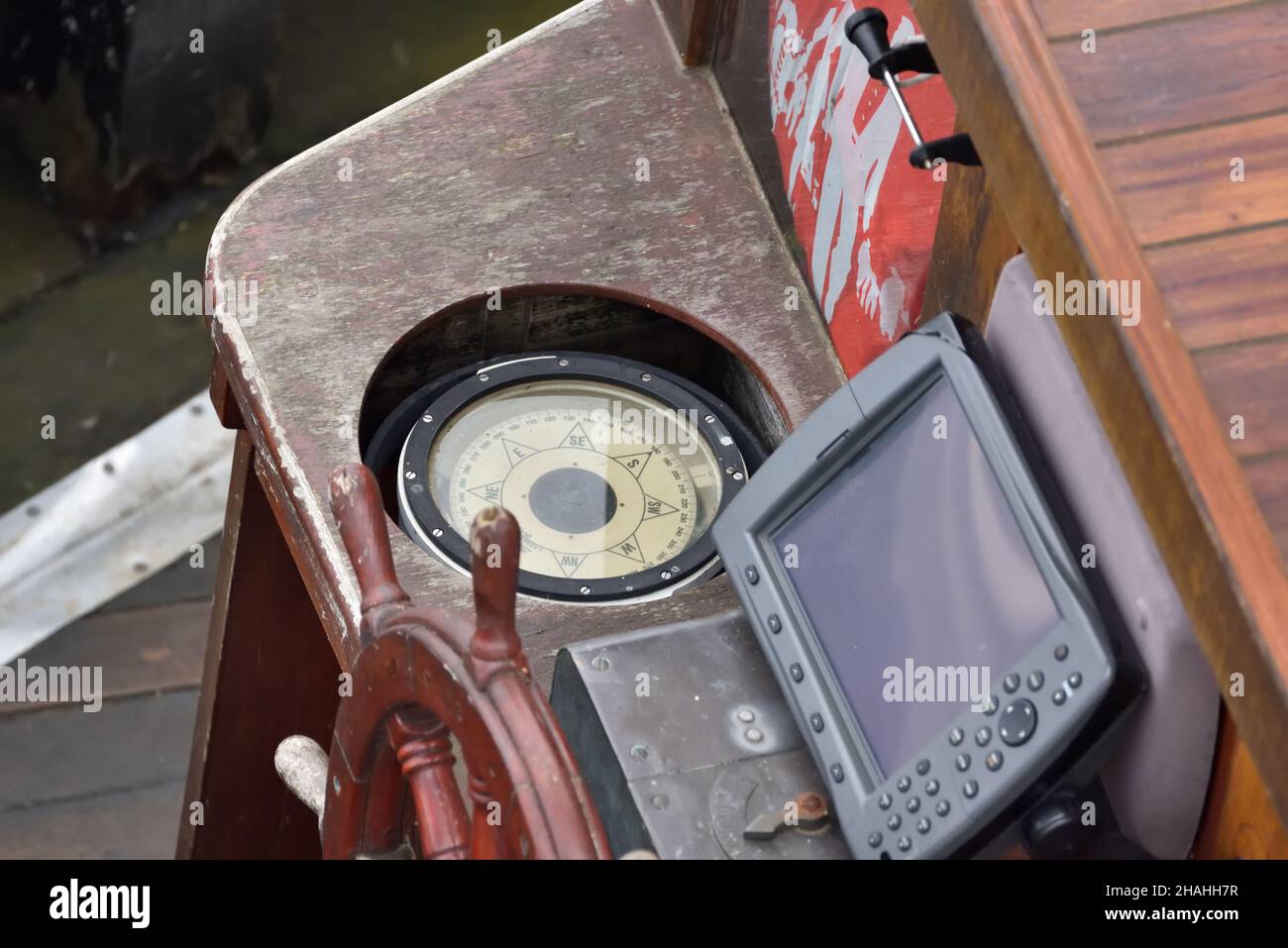the wheelhouse on the deck of a sailing ship Stock Photo - Alamy